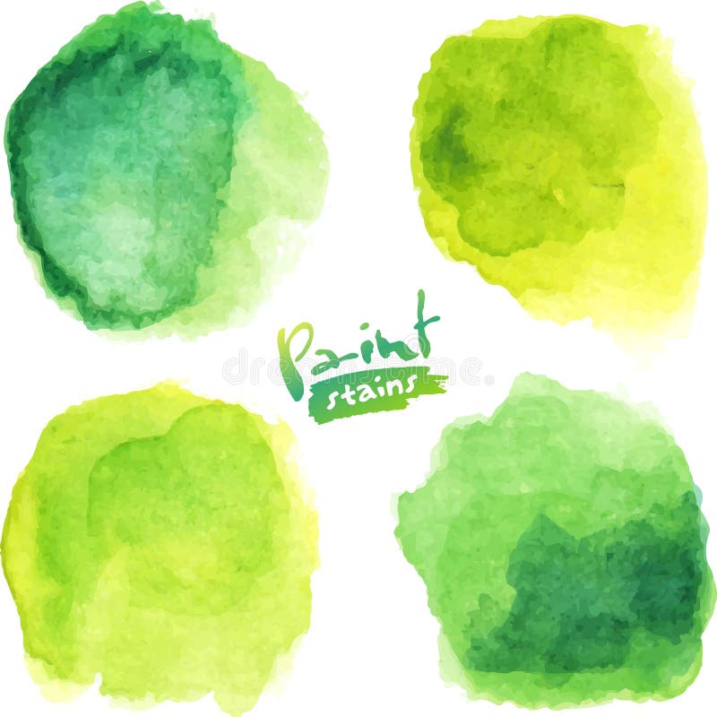 Green Watercolor Painted Vector Stains Set Stock Vector - Illustration ...