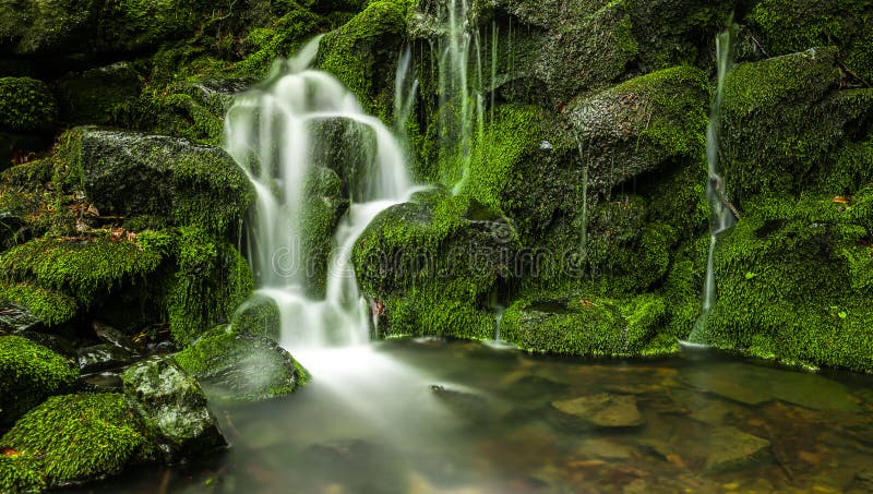 Green waterfall... stock image. Image of green, blurred - 2932043
