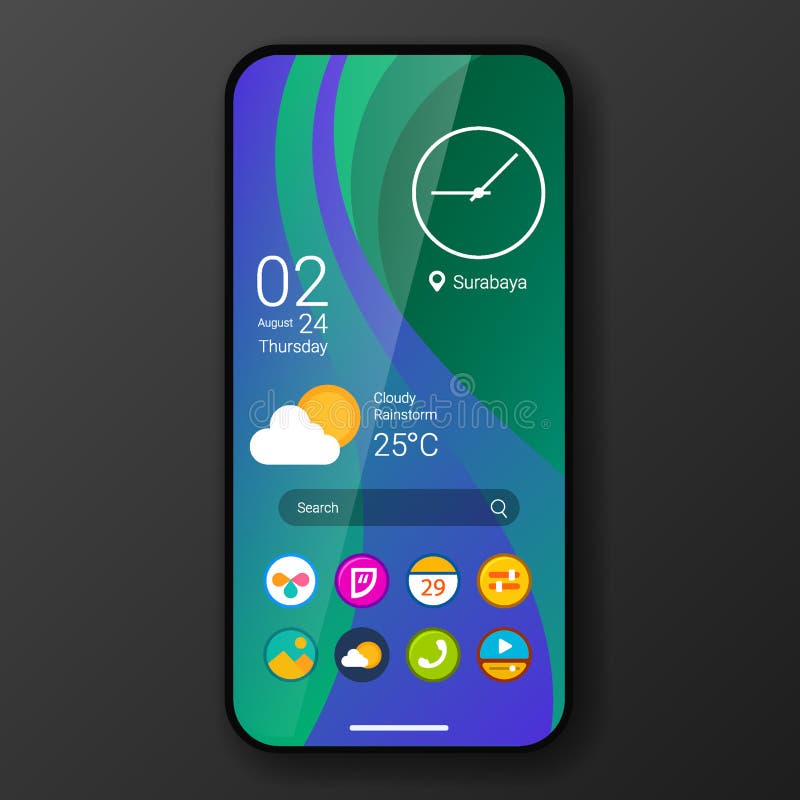 Custom Home Screen User Interface Mobile App Realistic Stock Vector ...