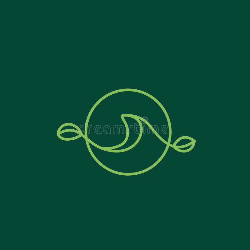 Green Wave Nature Leaf Line Logo Design Vector Stock Vector ...