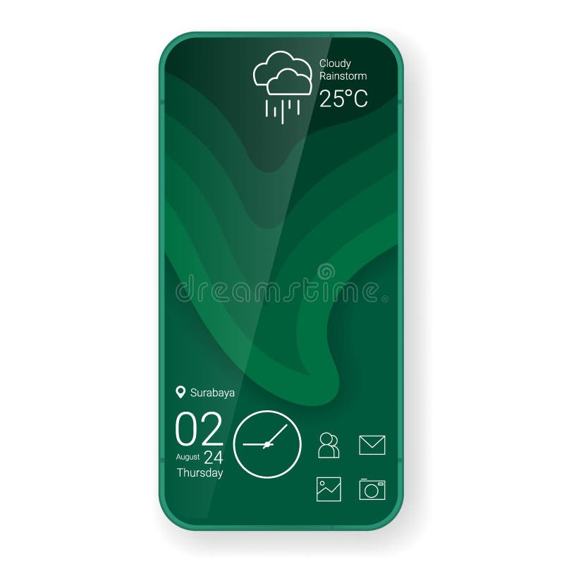 Green Wave Operating System User Interface Home Screen Mobile App Stock ...