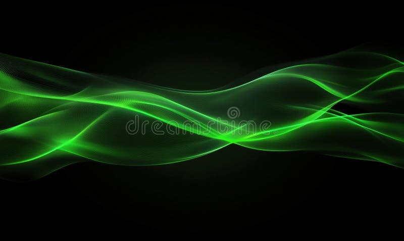 Green Wave Patterns Flowing Gracefully Across a Dark Background ...