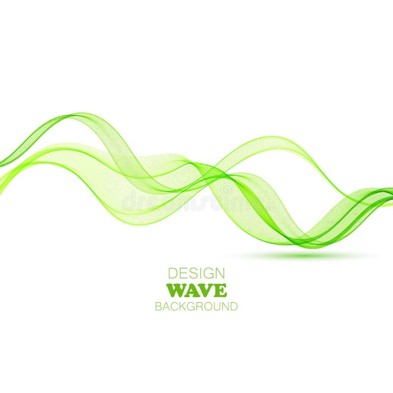 Green Wave with Shadow on White Background, Wave Horizontal Lines ...
