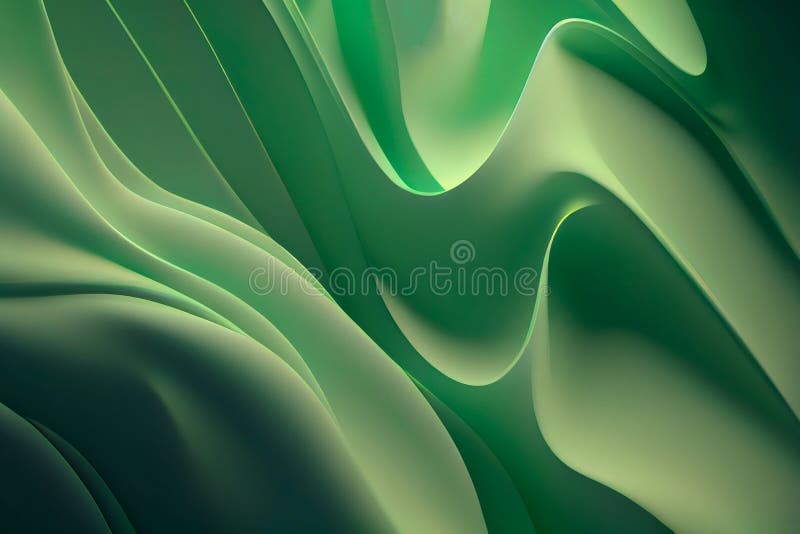 Green Wavy 3D Render Design Background. Stock Illustration ...
