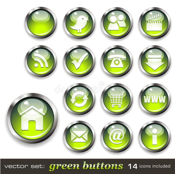 Green web buttons stock vector. Illustration of cart - 16149859