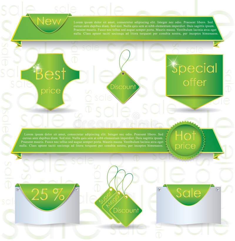 Green Web Design Banner Sale for Website Stock Vector - Illustration of ...