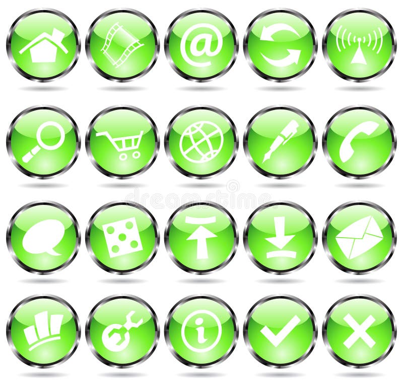 Green Round Web Buttons [1] Stock Illustration - Illustration of ...