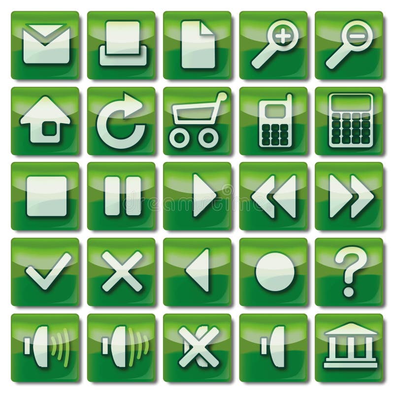Green web icons 1-25 stock vector. Illustration of glass - 64938087