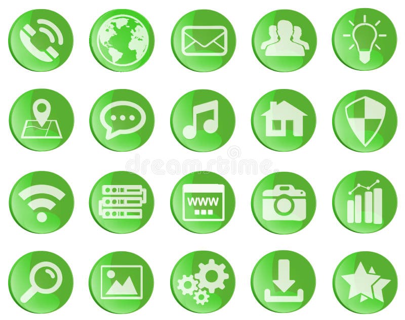 Green Web And Multimedia Icons Stock Vector - Illustration of print ...