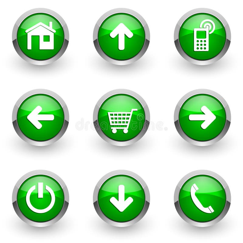 Green web icons set stock illustration. Illustration of internet - 46178615