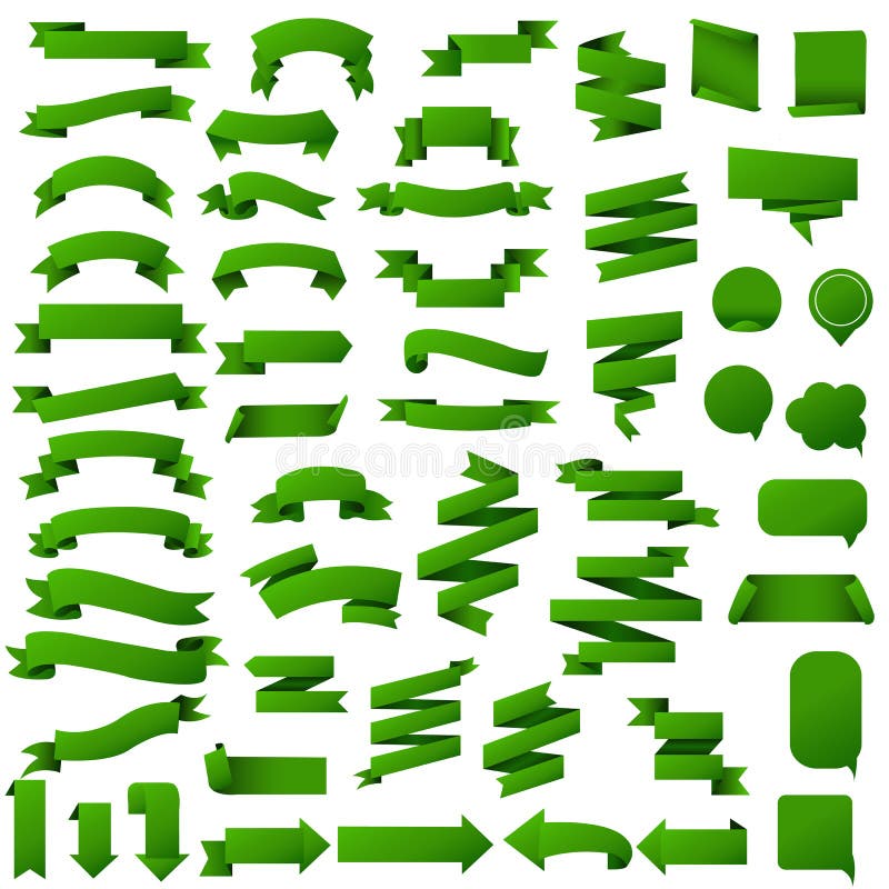 Green Web Ribbon Set stock vector. Illustration of awards - 195617102