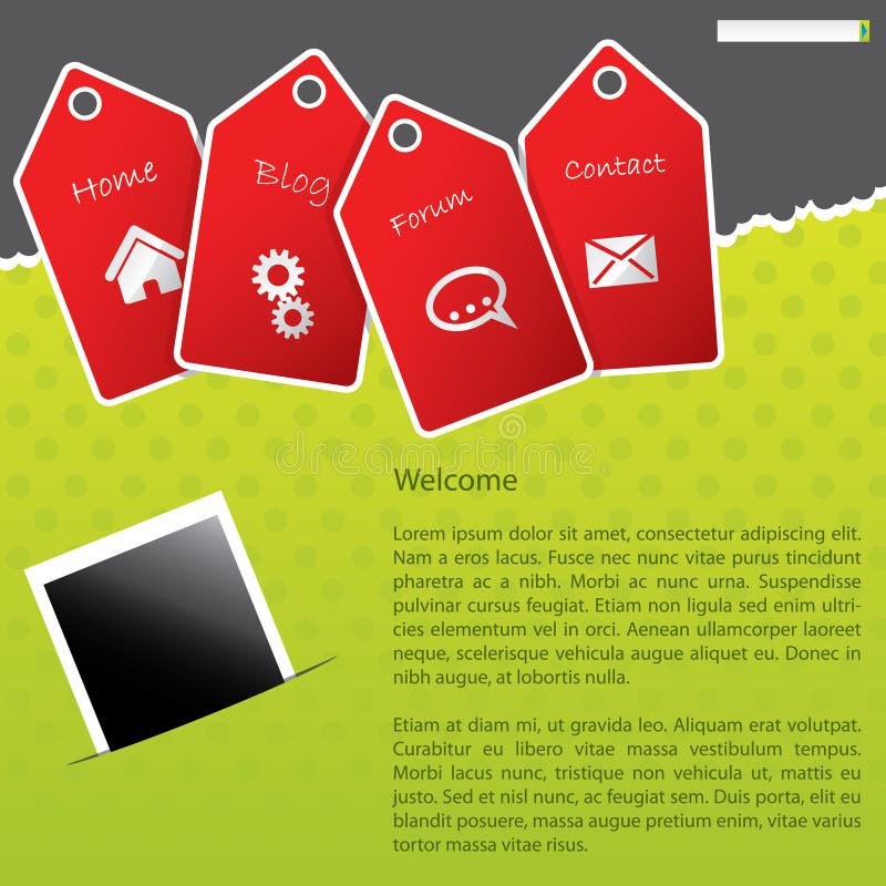 Green Website Template Design with Red Labels Stock Vector ...