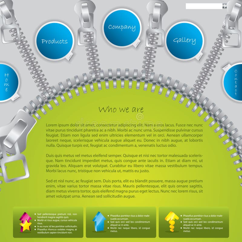 Zipper website template stock vector. Illustration of company - 14235603