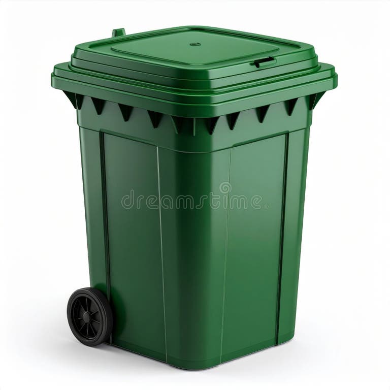 Green Wheeled Plastic Waste Bin on White Background Stock Illustration ...