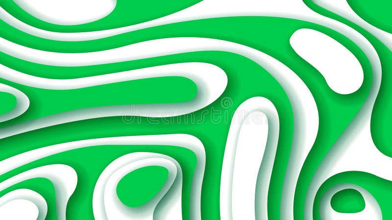Green and White Abstract Wavy Paper Cut Background with Shadows, Vector ...