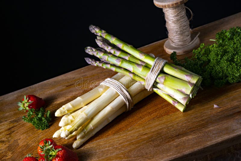 Green and White Asparagus on the Table Stock Photo - Image of plant ...