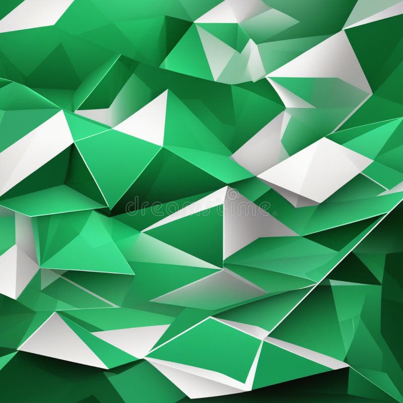 Green and White Background with Abstract Triangle Pattern Stock ...