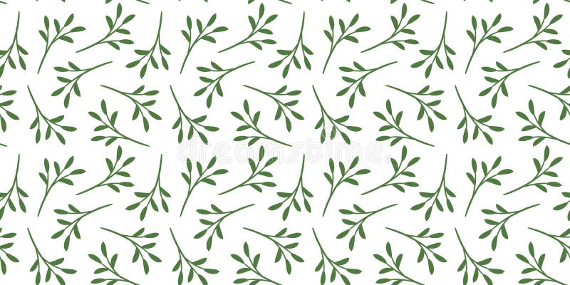 Green and White Background with Leaves, Seamless Pattern Stock Vector ...