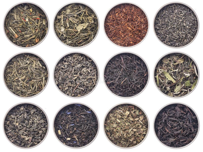 Green, White, Black and Herbal Tea Stock Image - Image of burlap ...