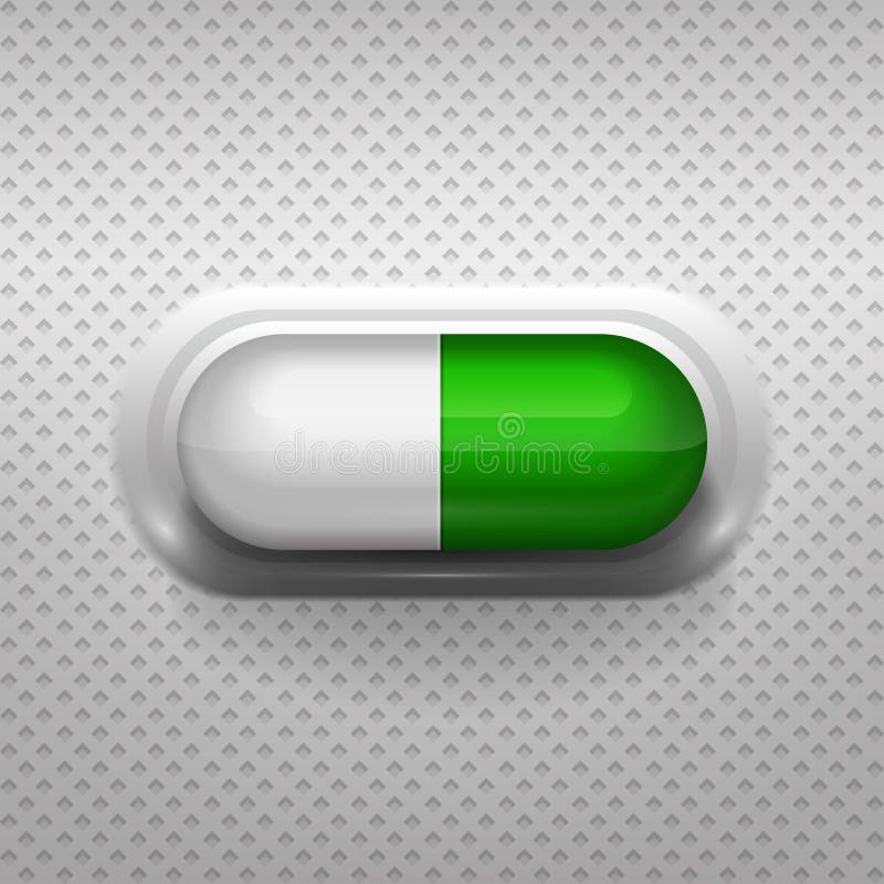 Green and White Capsule Pill with Background Stock Illustration ...
