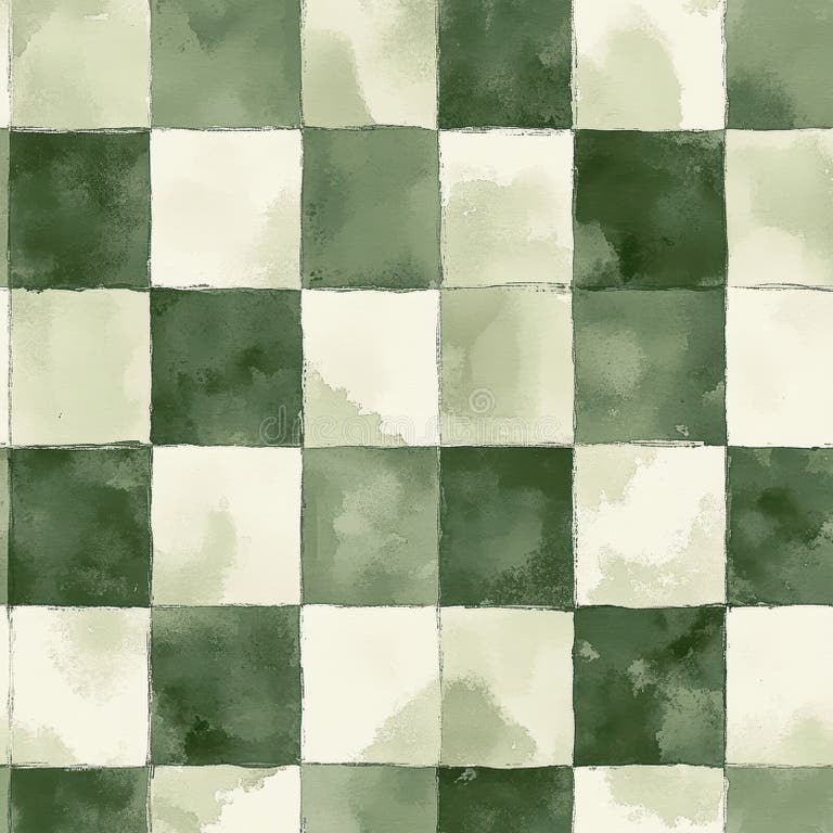 Green and White Checkerboard Pattern in Subtle Watercolor Style Stock ...