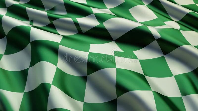 Green and White Checkered Flag Waving in the Wind Stock Footage - Video ...