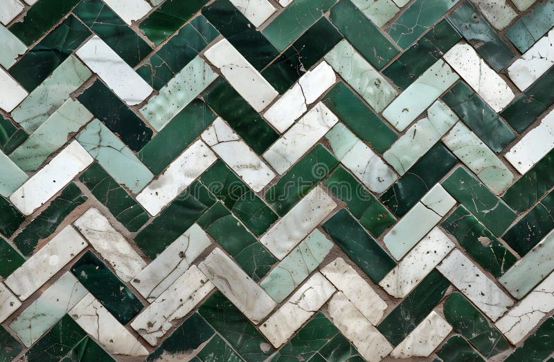 Green and White Chevron Tile Floor in Marrakech Stock Illustration ...