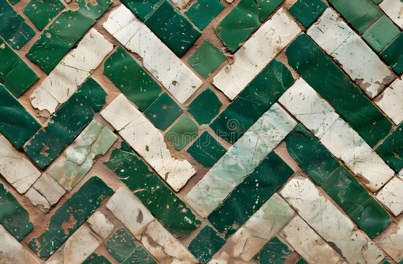 Green & White Chevron Tiles in Marrakech Stock Illustration ...