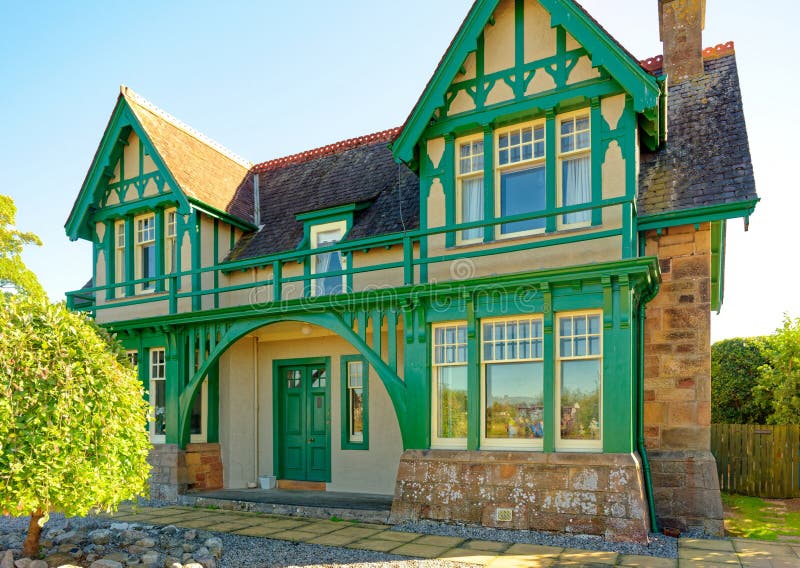 Green and White Cottage in Invergordon Editorial Stock Photo - Image of ...