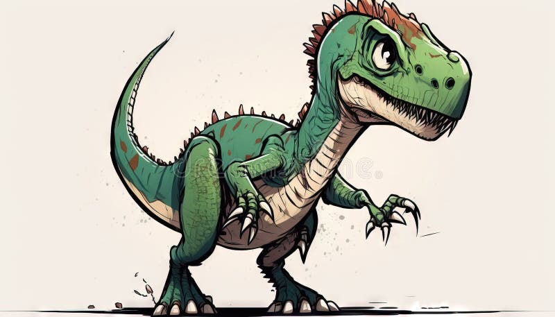 A Green and White Dinosaur with a Red Mohawk on it S Head Stock ...