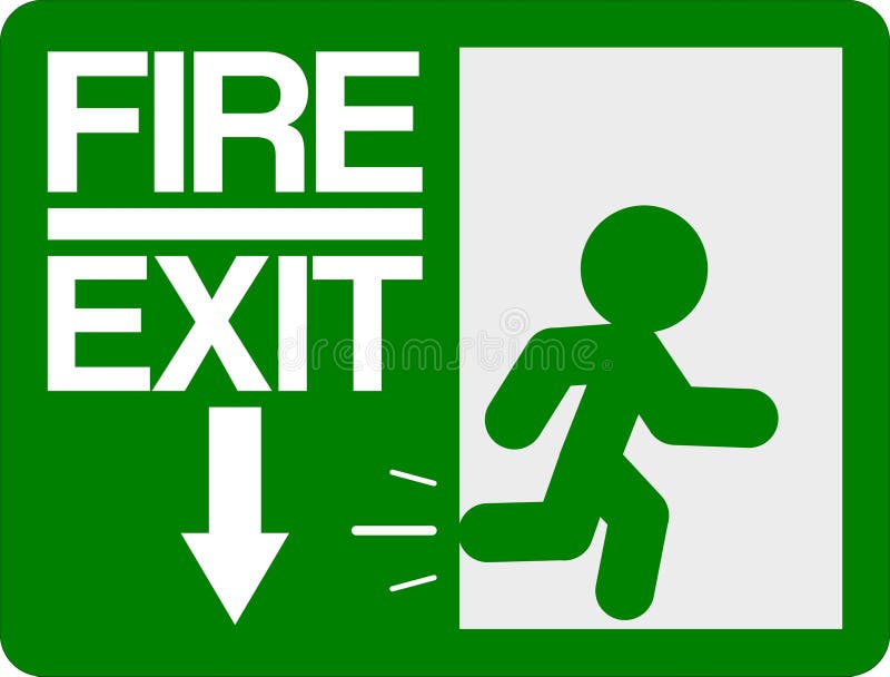 Green and White Fire Exit Sign Stock Image - Illustration of safety ...