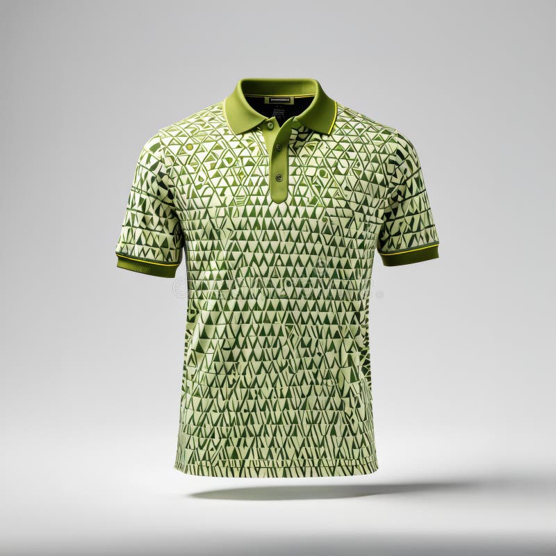 Green and White Geometric Pattern Polo Shirt Mockup. Stock Illustration ...