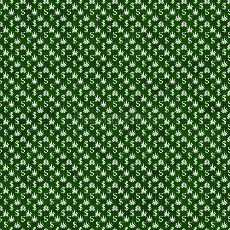 Green and White Marijuana Leaf and Dollar Symbol Pattern Repeat Stock ...