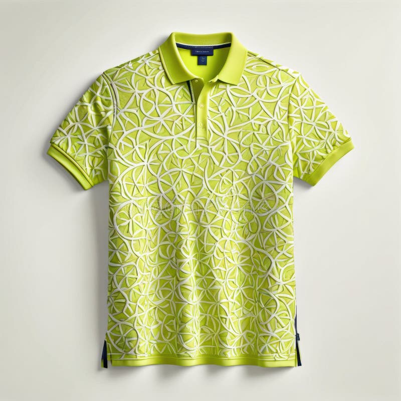 Green and White Patterned Polo Shirt. Stock Illustration - Illustration ...