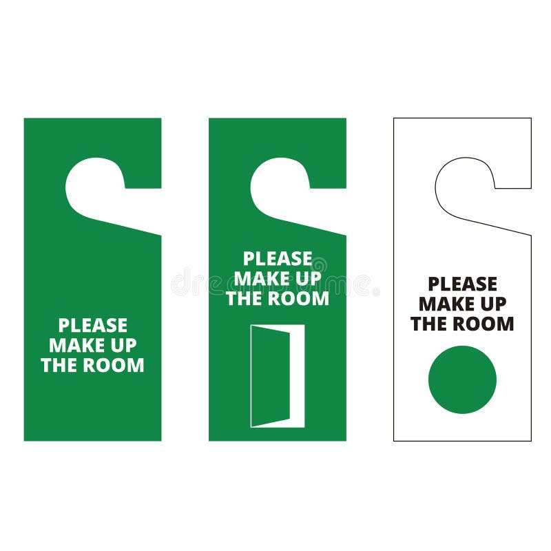 Green and White Please Make Up the Room Door Hanger Tags on a White ...