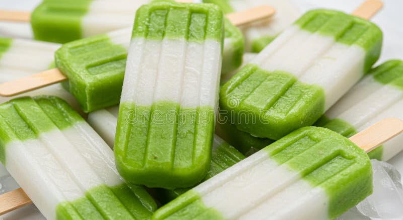 Green and White Popsicles on White Background Stock Illustration ...