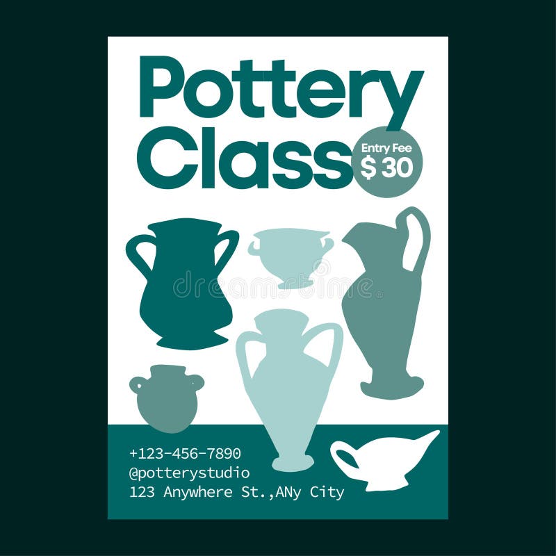 Green and White Pottery Class Flyer Design Template Stock Vector ...