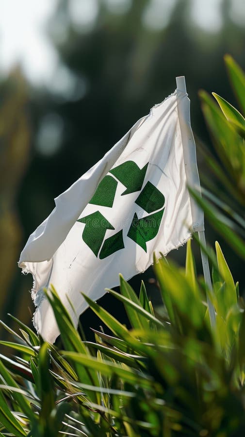 Green and White Recyclable Flag - Symbolizing Environmental ...