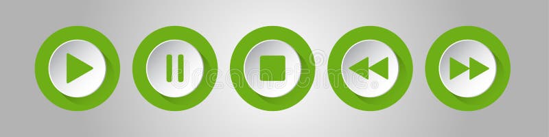 Green, White Music Control Buttons with Screws Stock Vector ...