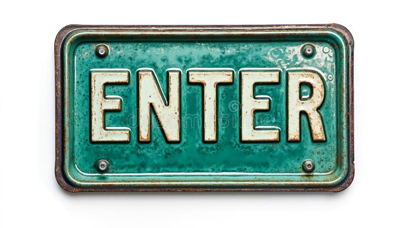 A Green and White Sign with the Word ENTER on it Stock Image - Image of ...
