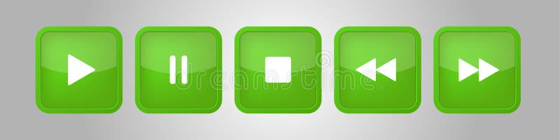 Green, White Music Control Buttons with Screws Stock Vector ...