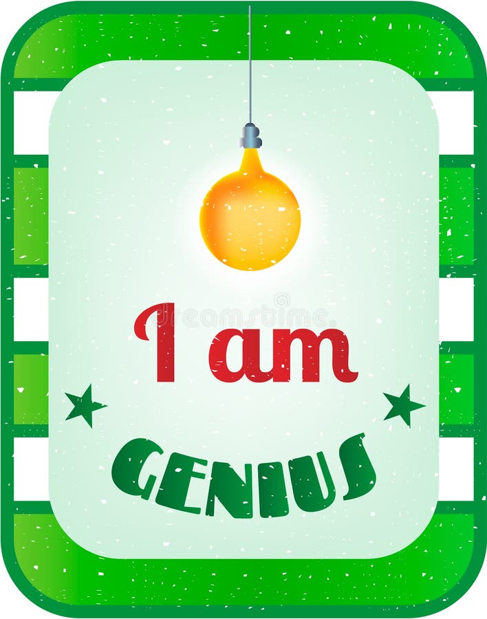 Green, White Striped Card with Text I am Genius Stock Vector ...