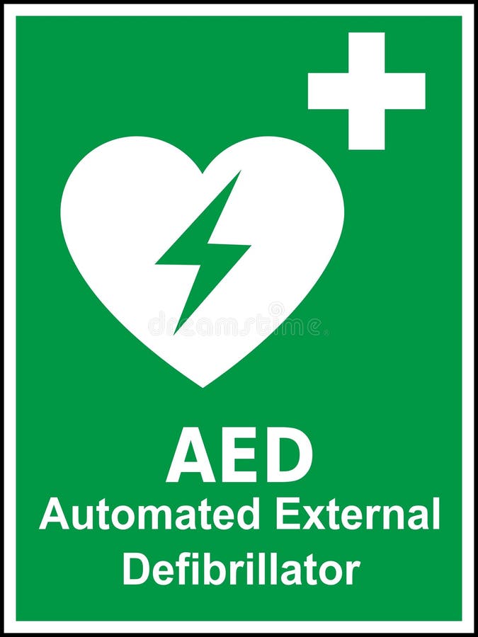 Green and White Vector Graphic of a CPR AED Indicating a Defibrillator ...