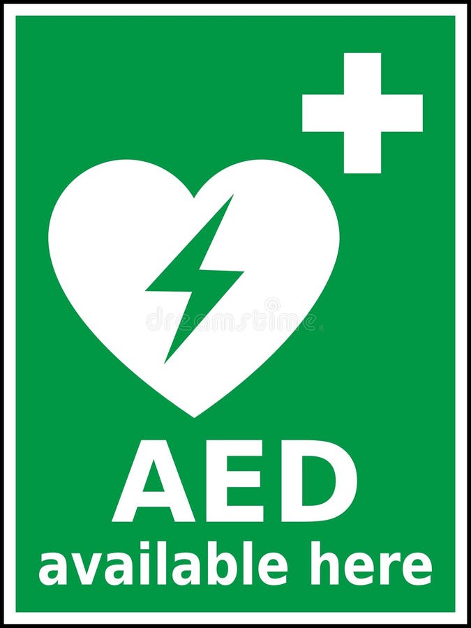 Green and White Vector Graphic of a CPR AED Indicating a Defibrillator ...