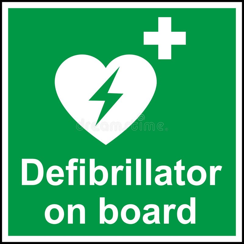Green and White Vector Graphic of a CPR AED Indicating a Defibrillator ...