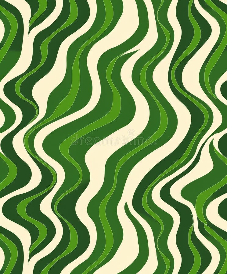 Green and White Wavy Lines Pattern Stock Illustration - Illustration of ...