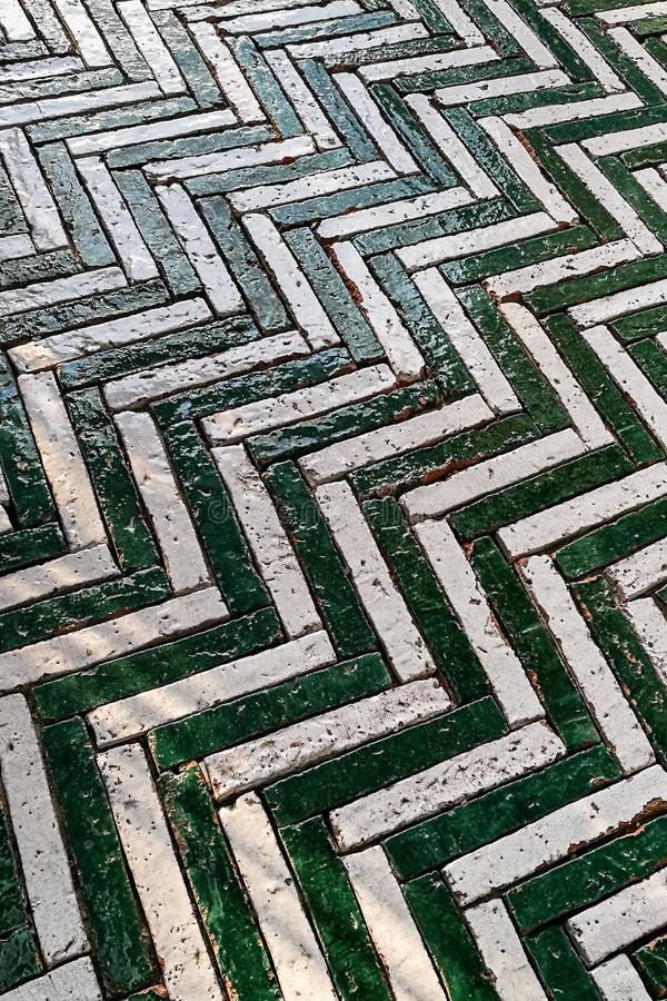 Green and White Weave Brick Floor Pattern Stock Image - Image of built ...