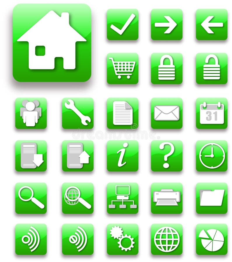 Web Icons Set-Green stock vector. Illustration of office - 2658047
