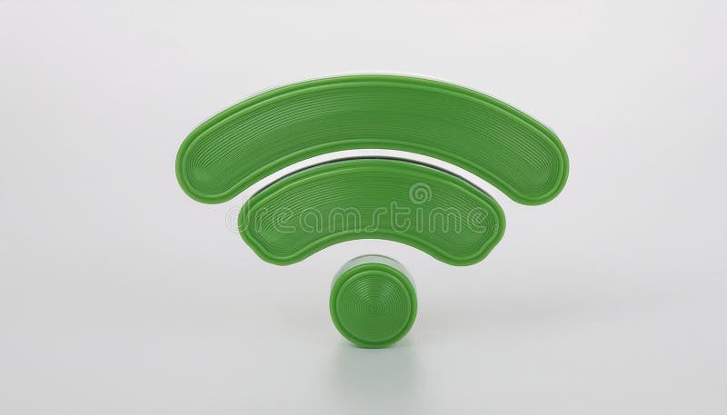 Green Wi Fi Symbol Isolated on White Backdrop. 3D Rendering Stock ...