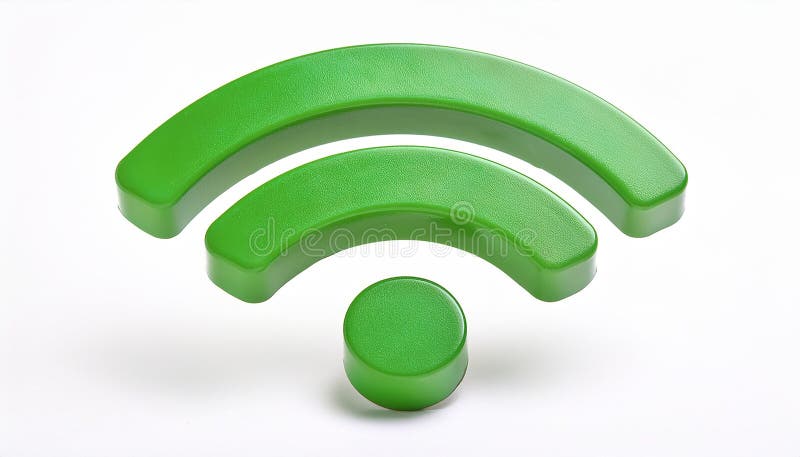 Green Wi Fi Symbol Isolated on White Backdrop. 3D Rendering Stock ...